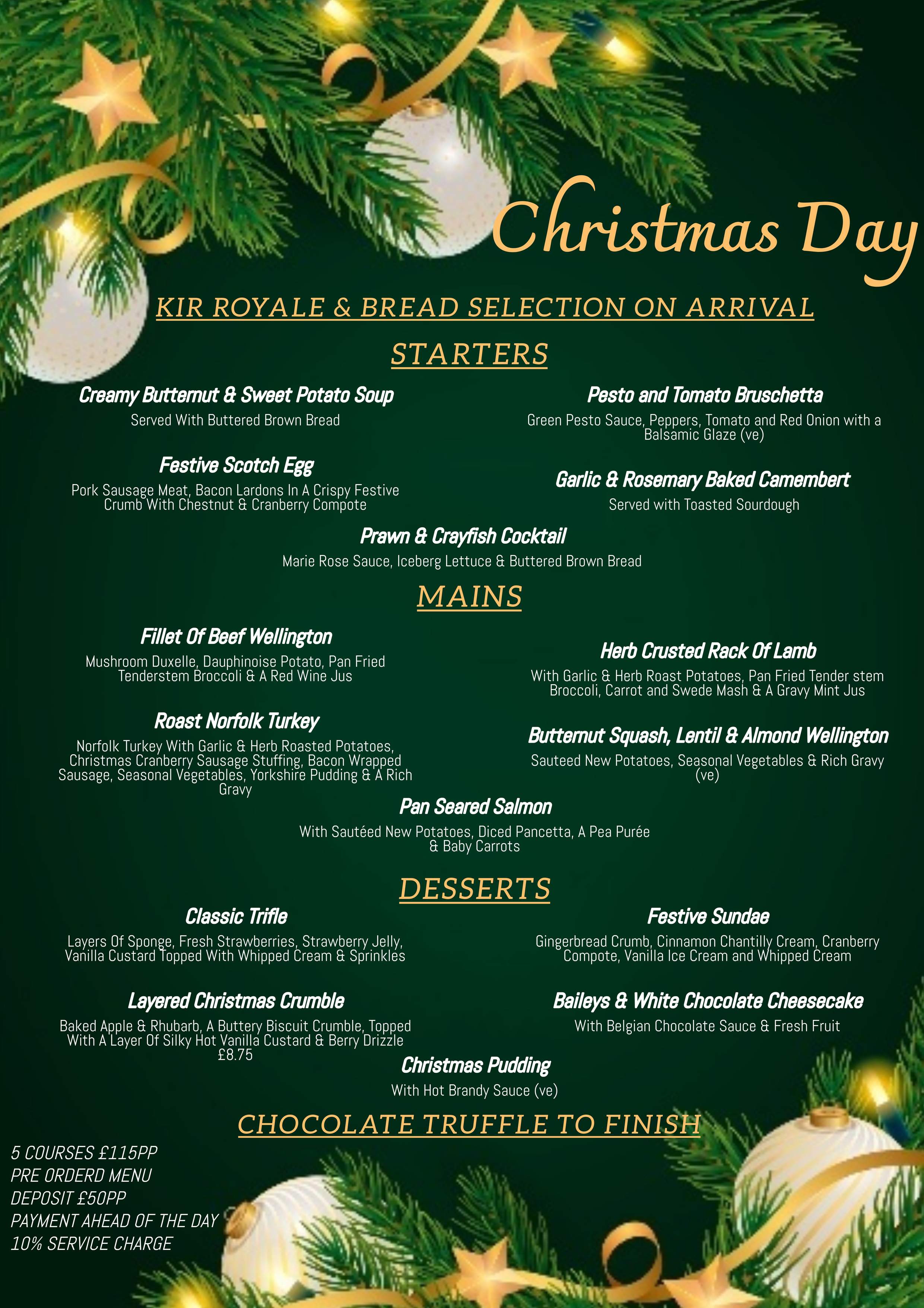 Festive Season Menus | The Inn at Belfairs